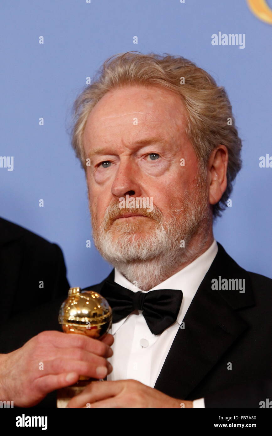 Regisseur Ridley Scott posiert im Presseraum der 73rd Annual Golden ...
