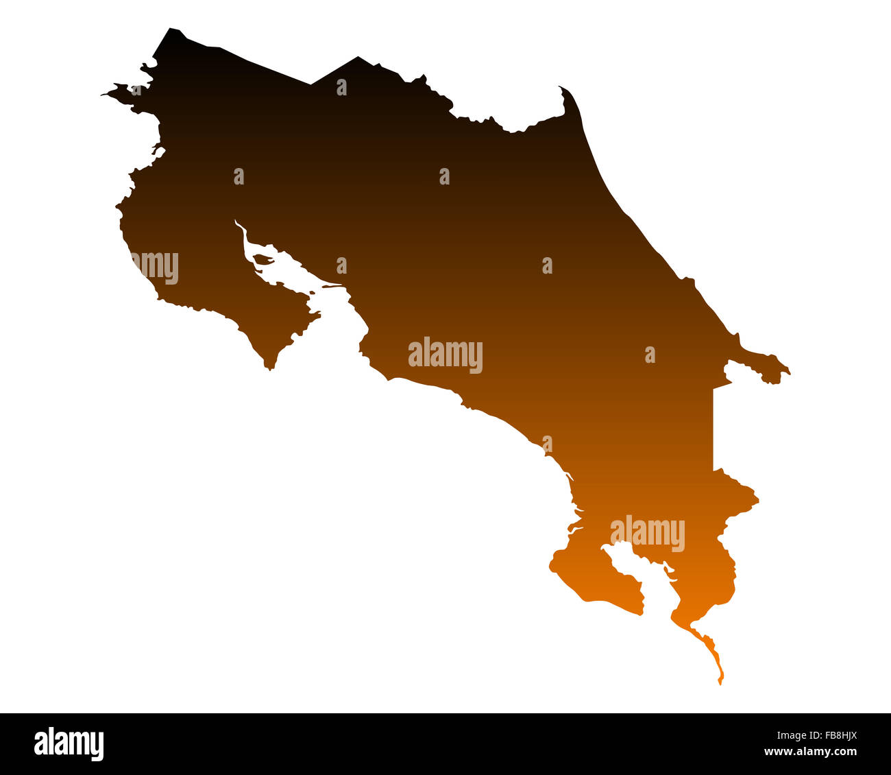 Landkarte von Costa Rica Stockfotografie - Alamy
