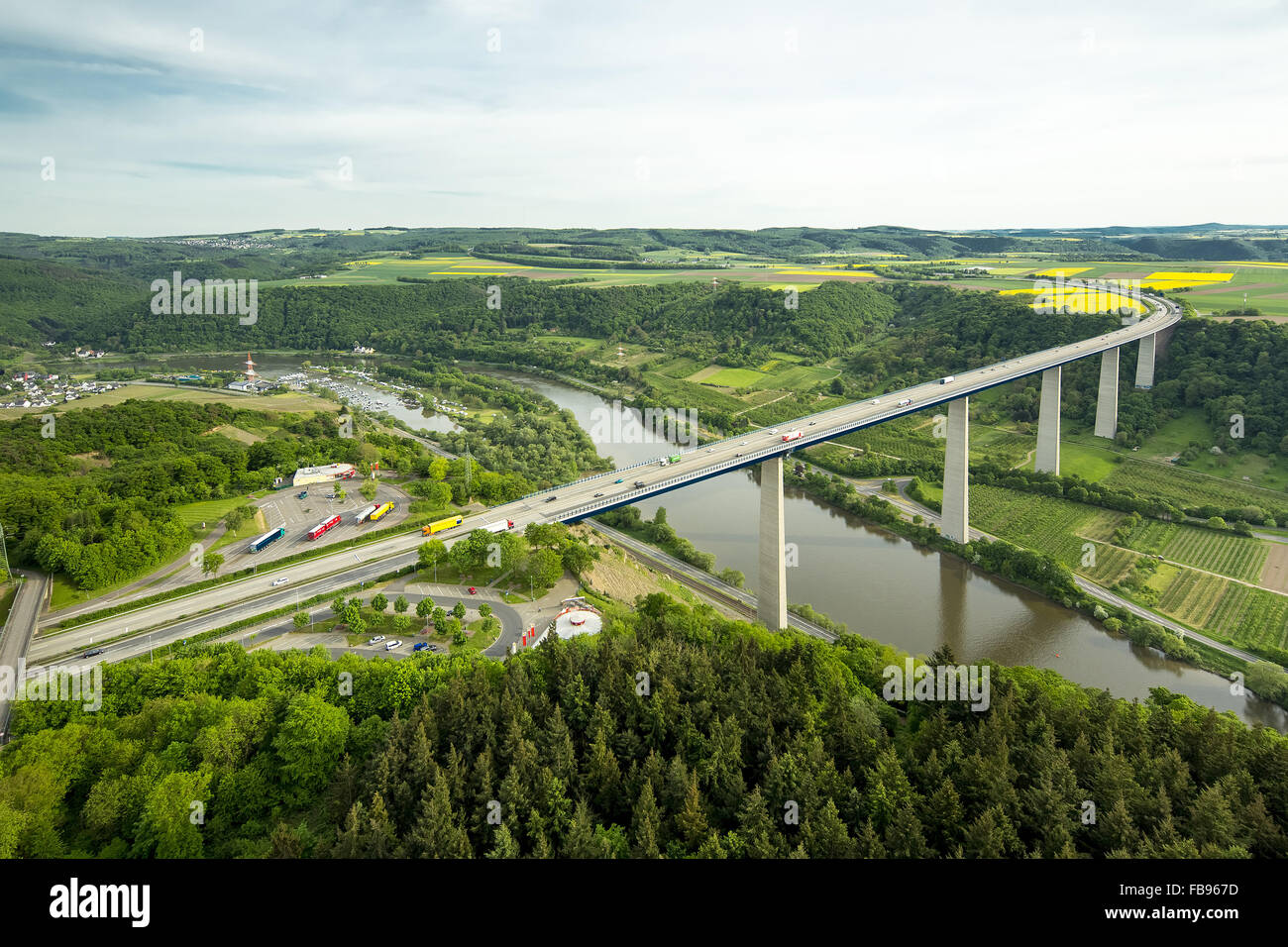 Luftaufnahme, Autobahnbrücke Moseltalbrücke in Dieblich, Koblenz ...