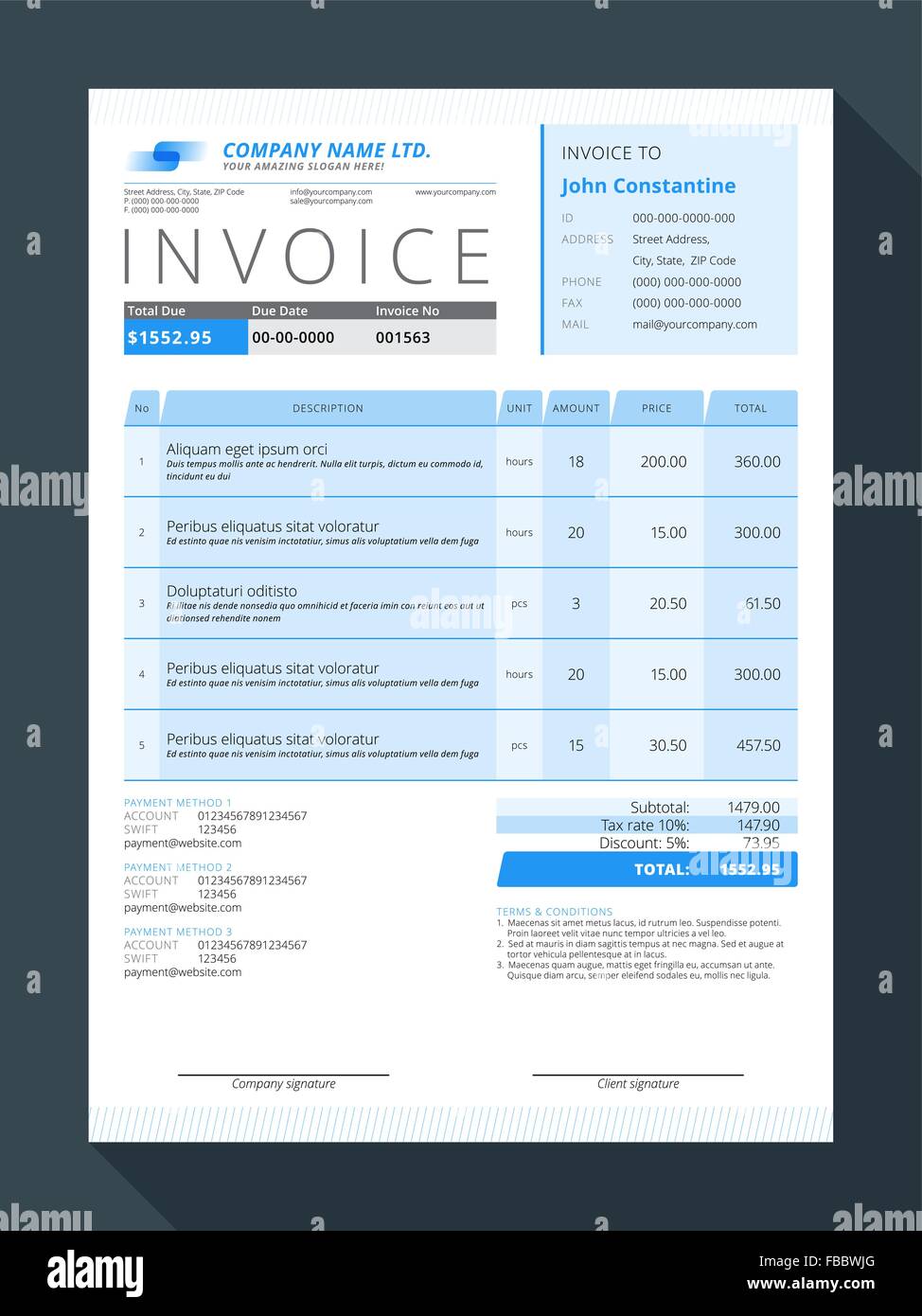 Rechnungspapier vorlage Stock-Vektorgrafiken kaufen - Alamy