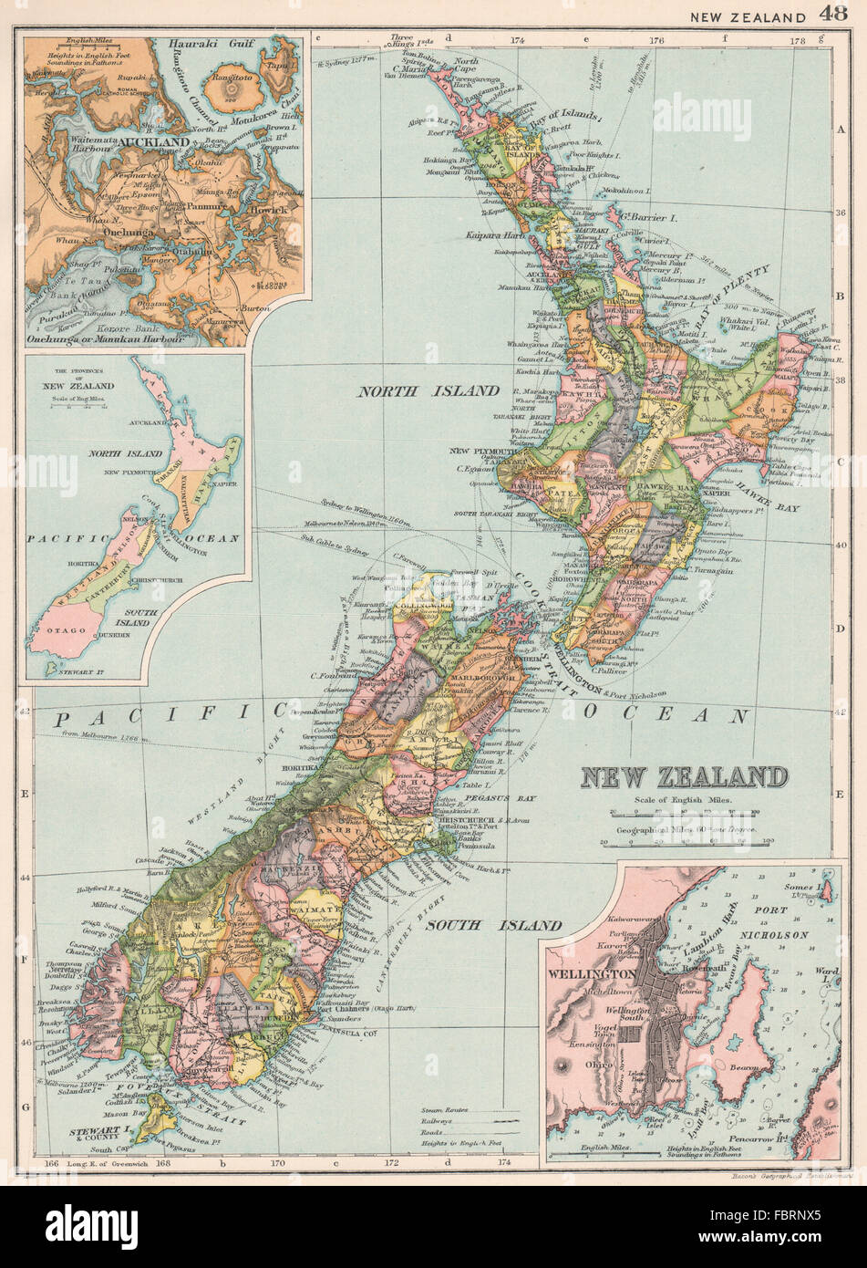Neuseeland. Grafschaften. Inset-Wellington-Auckland-Provinzen. Speck ...