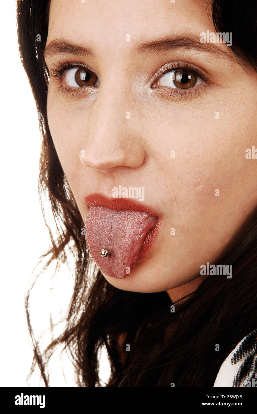 Mädchen zeigen Zunge Stockfotografie - Alamy