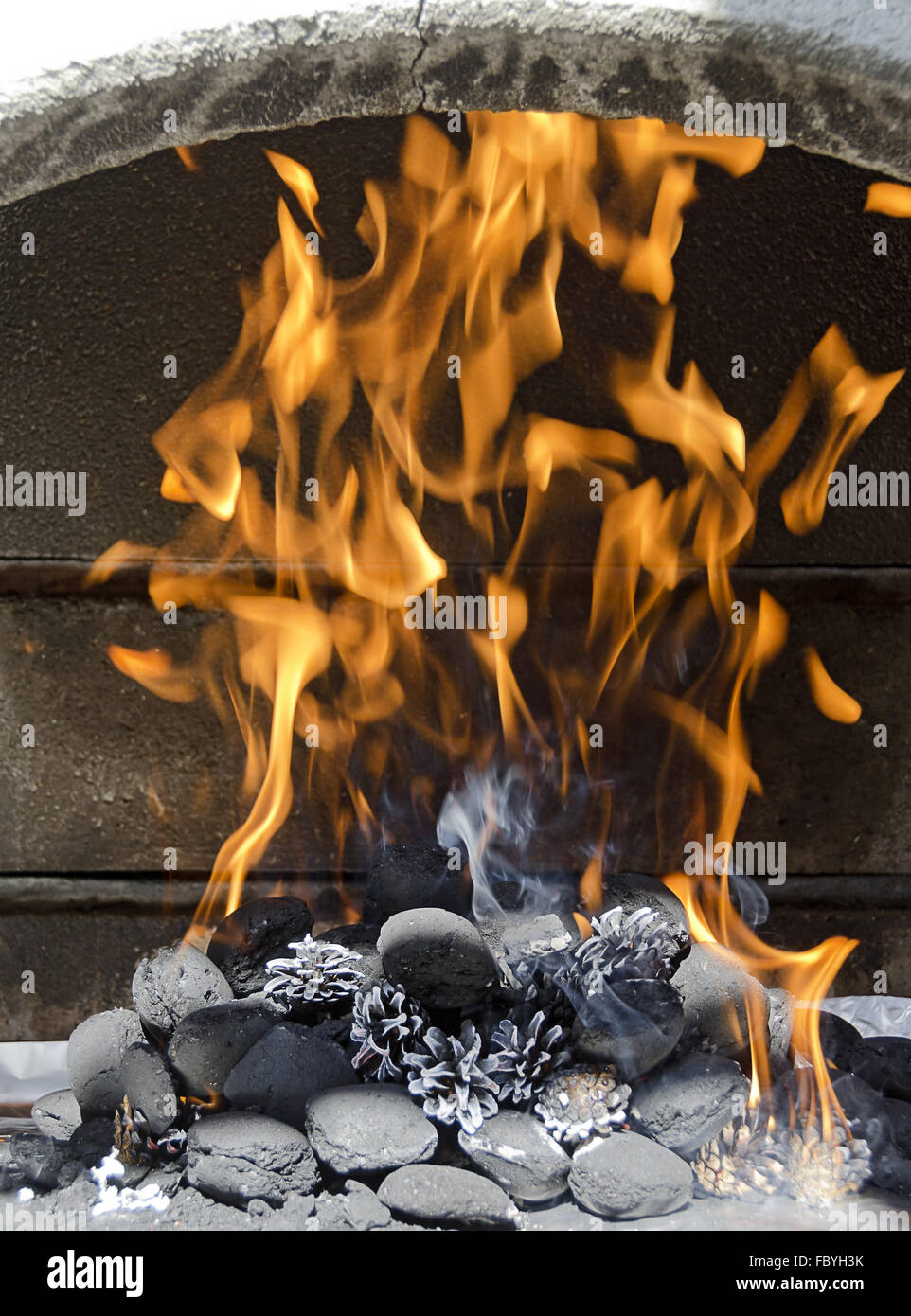 Faszinierend Kohle Briketts Im Kaminofen Verbrennen Bilder