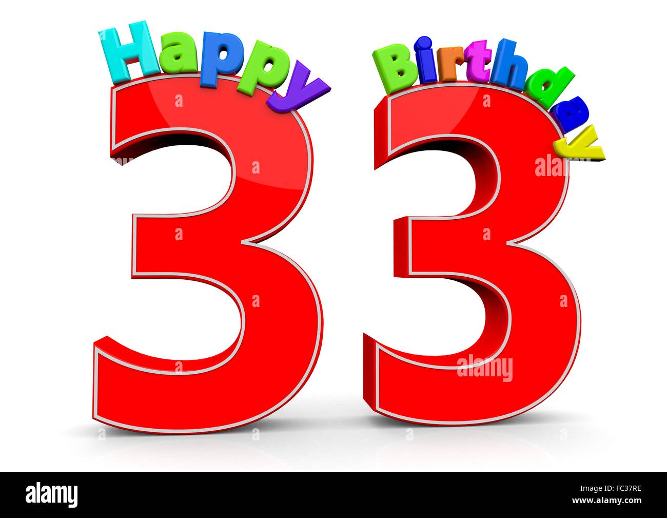 Sterben Sie Die Zahl 33 Mit Happy Birthday Darauf Stockfotografie Alamy