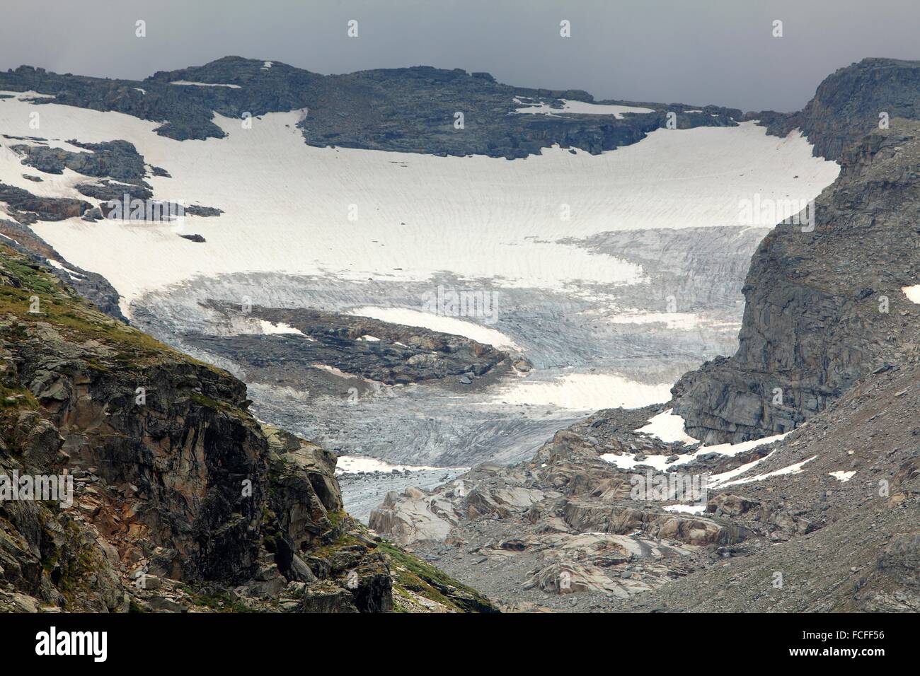 Gletscher Grand-Etret im Valsavarenche Tal. Nationalpark Gran Paradiso ...