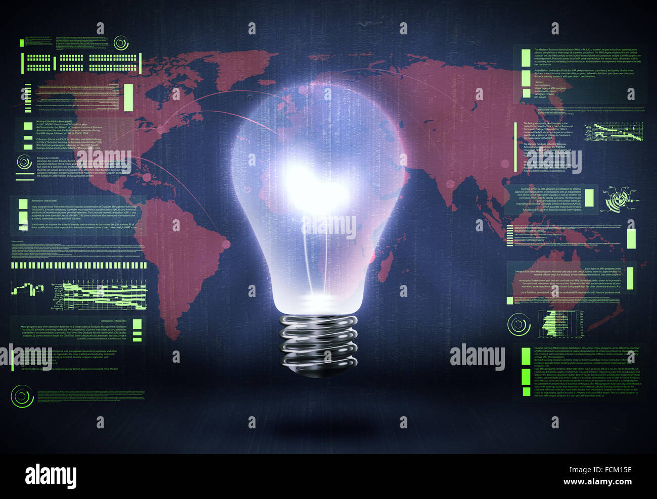 Konzeptionelle Hintergrundbild mit Glühbirne und Weltkarte ...