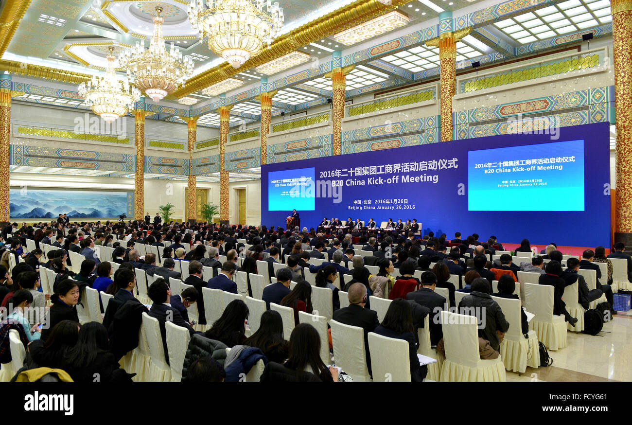 Peking, China. 26. Januar 2016. Das Unternehmen 20 (B20) China-Kick-off ...