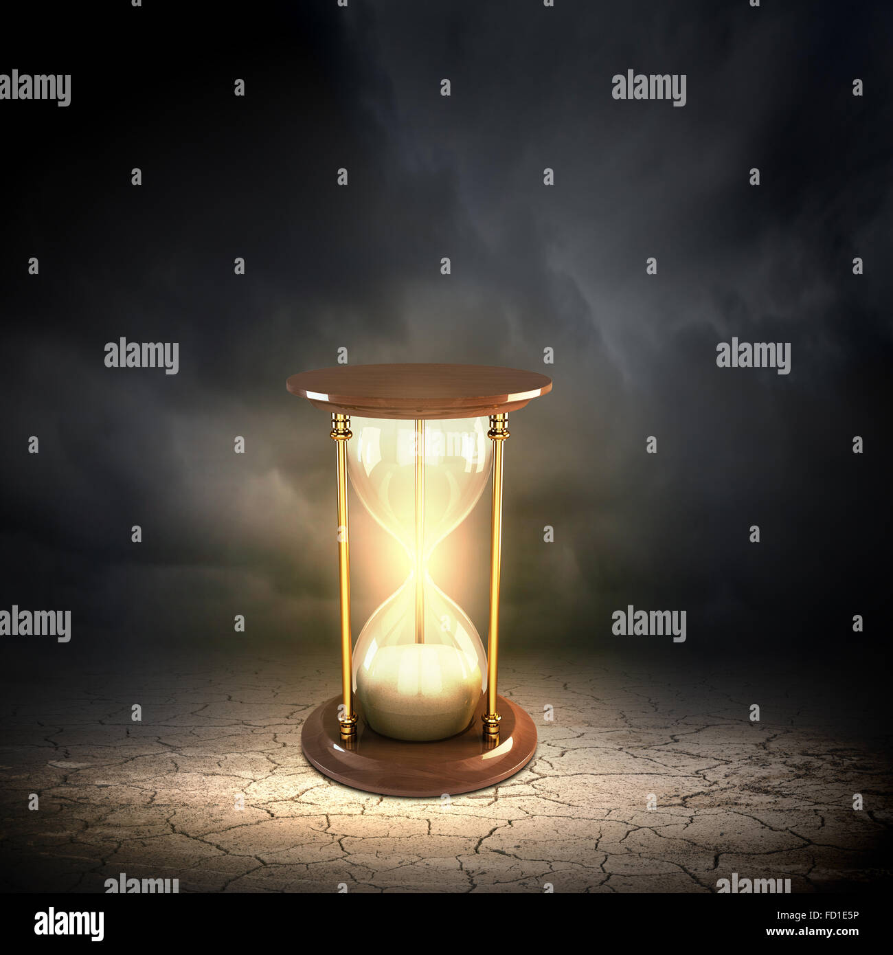 Konzeptbild mit Sanduhr und Silhouetten von Geschäftsleuten rund um ...