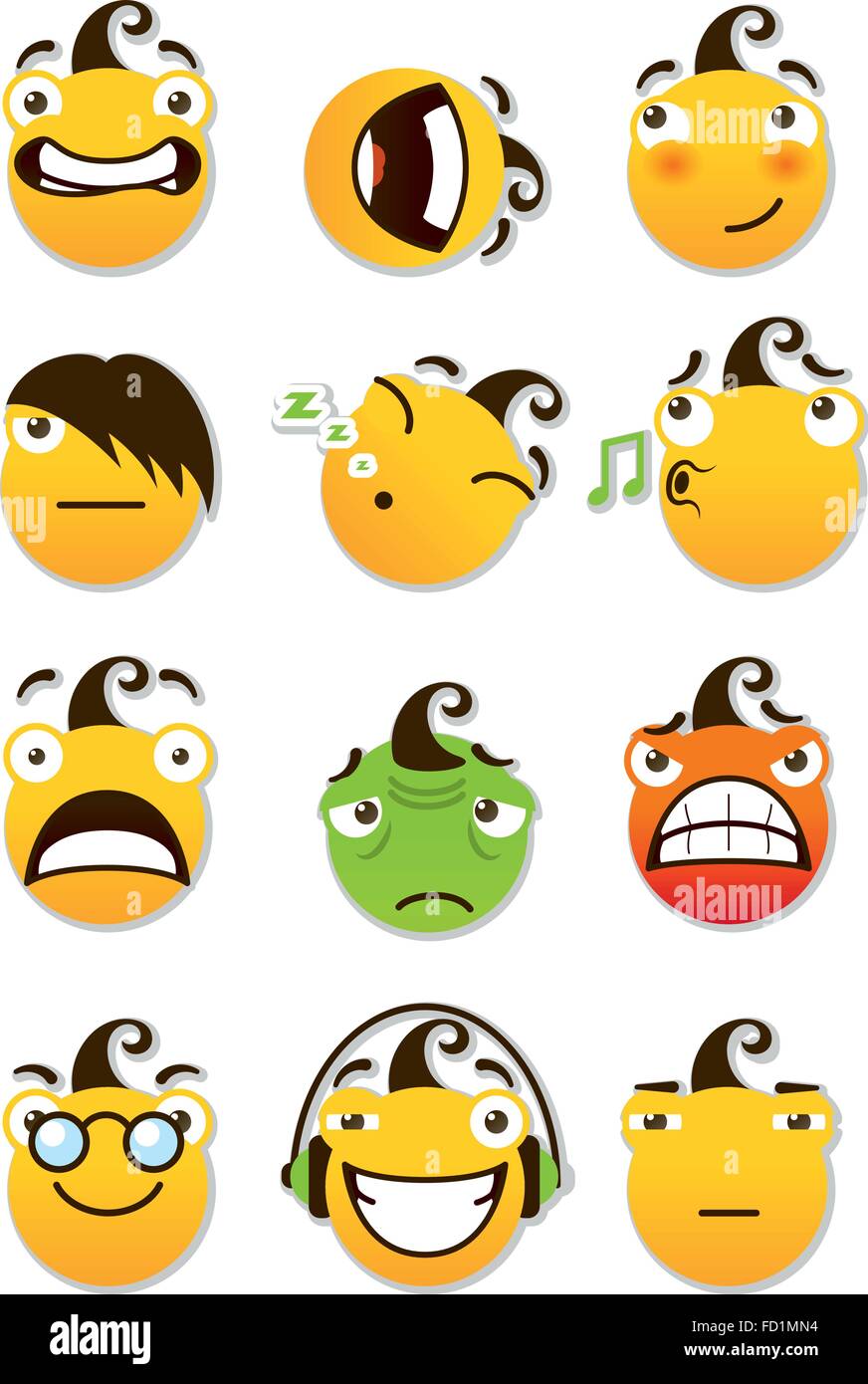 Satz von Smileys. Wütend und traurig Smileys. Vektor-Illustration ...