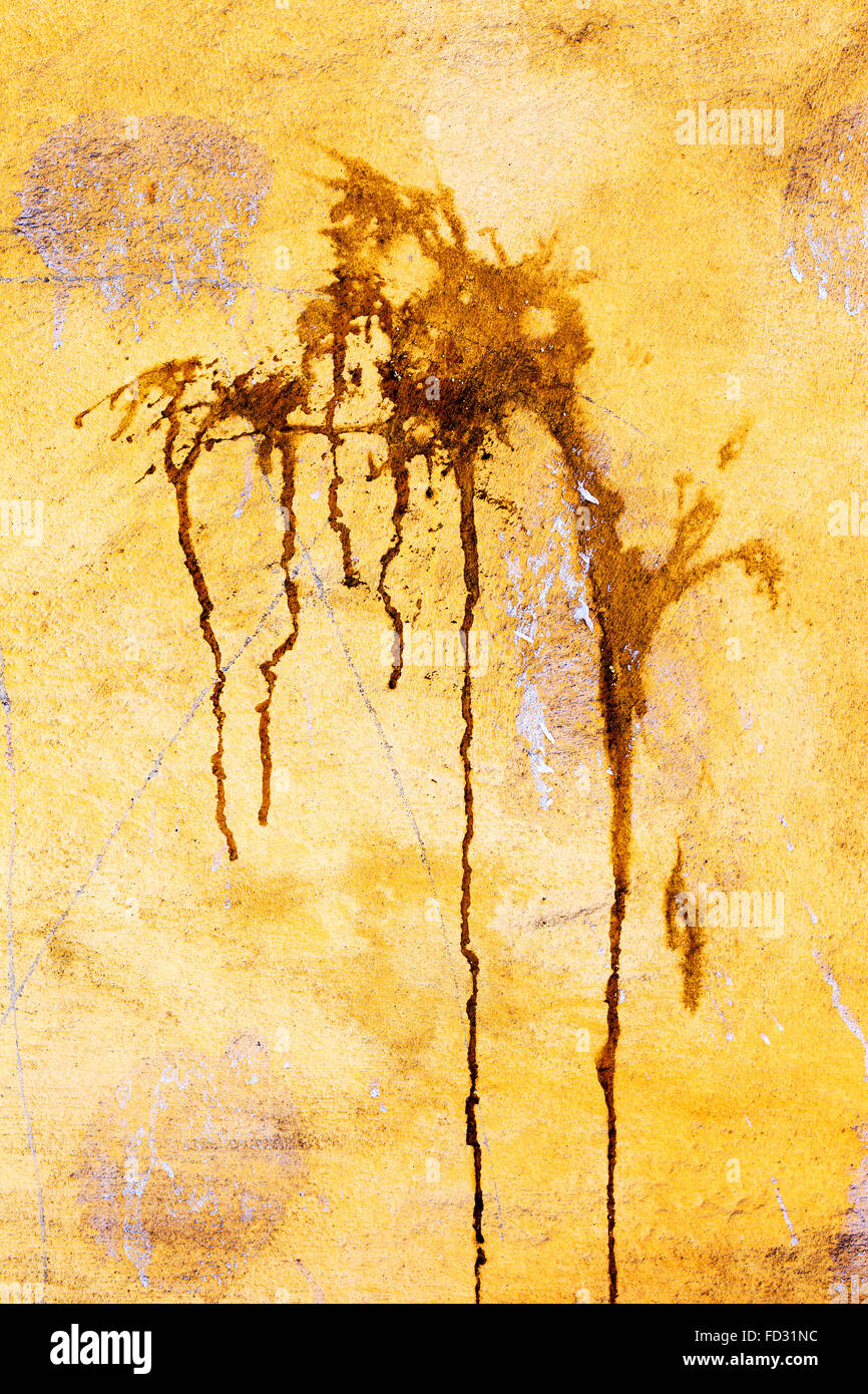 Kreative Hintergrund alte Betonmauer Gießen gelbe Farbe, Flecken ...