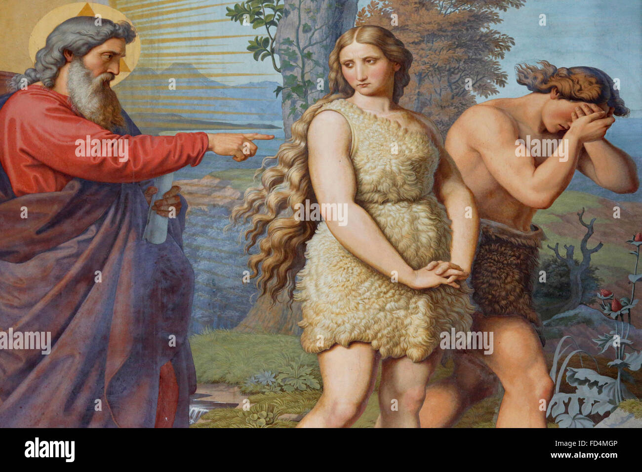 Kaiserdom von Speyer. Gemälde von Schraudolph. Adam und Eva, Vertreibung aus dem Paradies ...