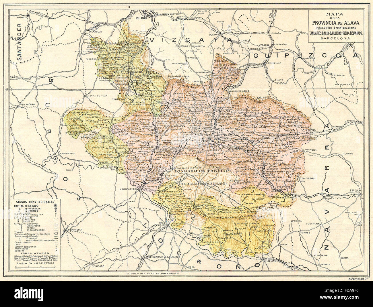 Spanien: Mapa De La Provincia de Alava, 1913 Stockfotografie - Alamy