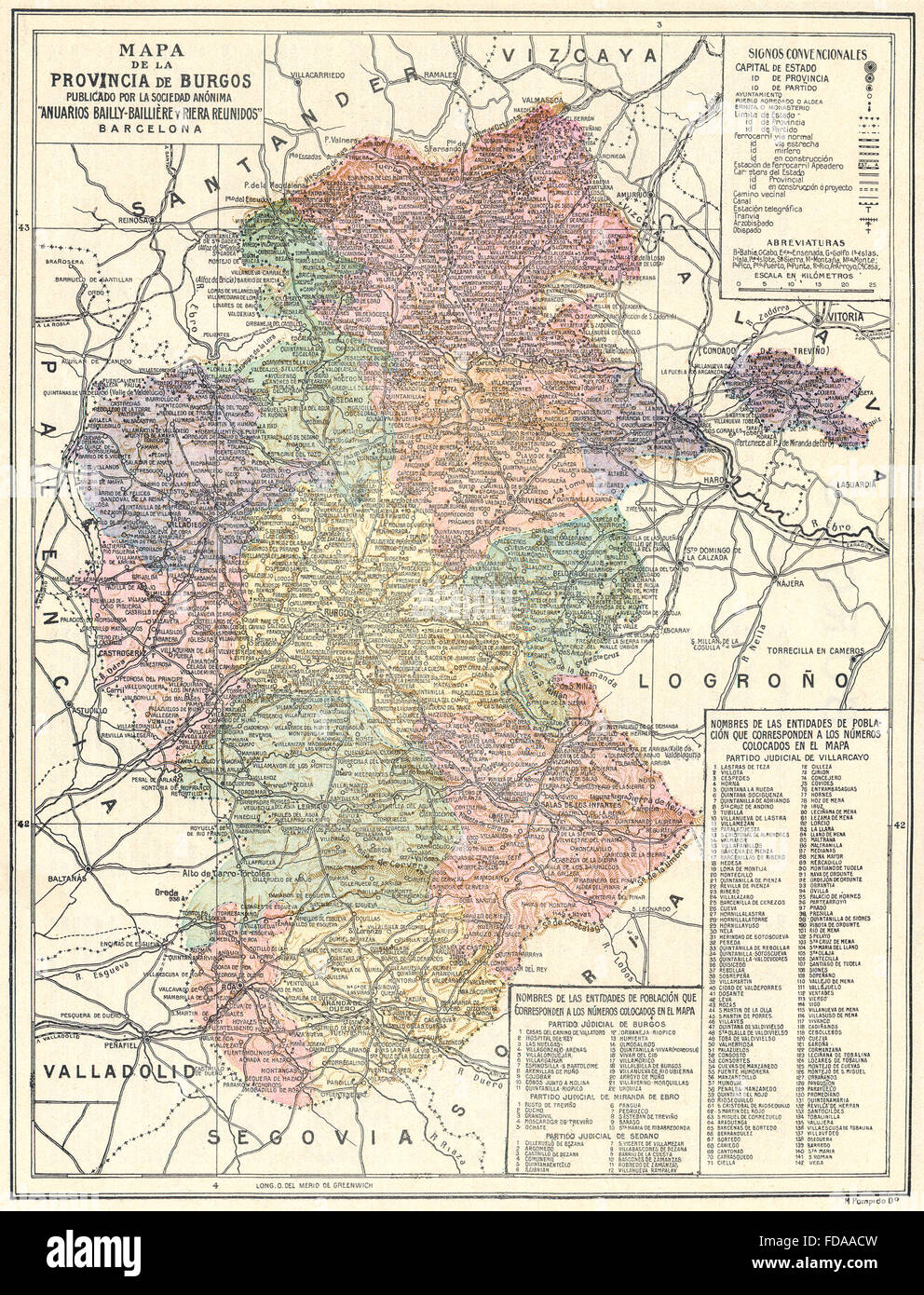 Spanien: Mapa De La Provincia de Burgos, 1913 Stockfotografie - Alamy