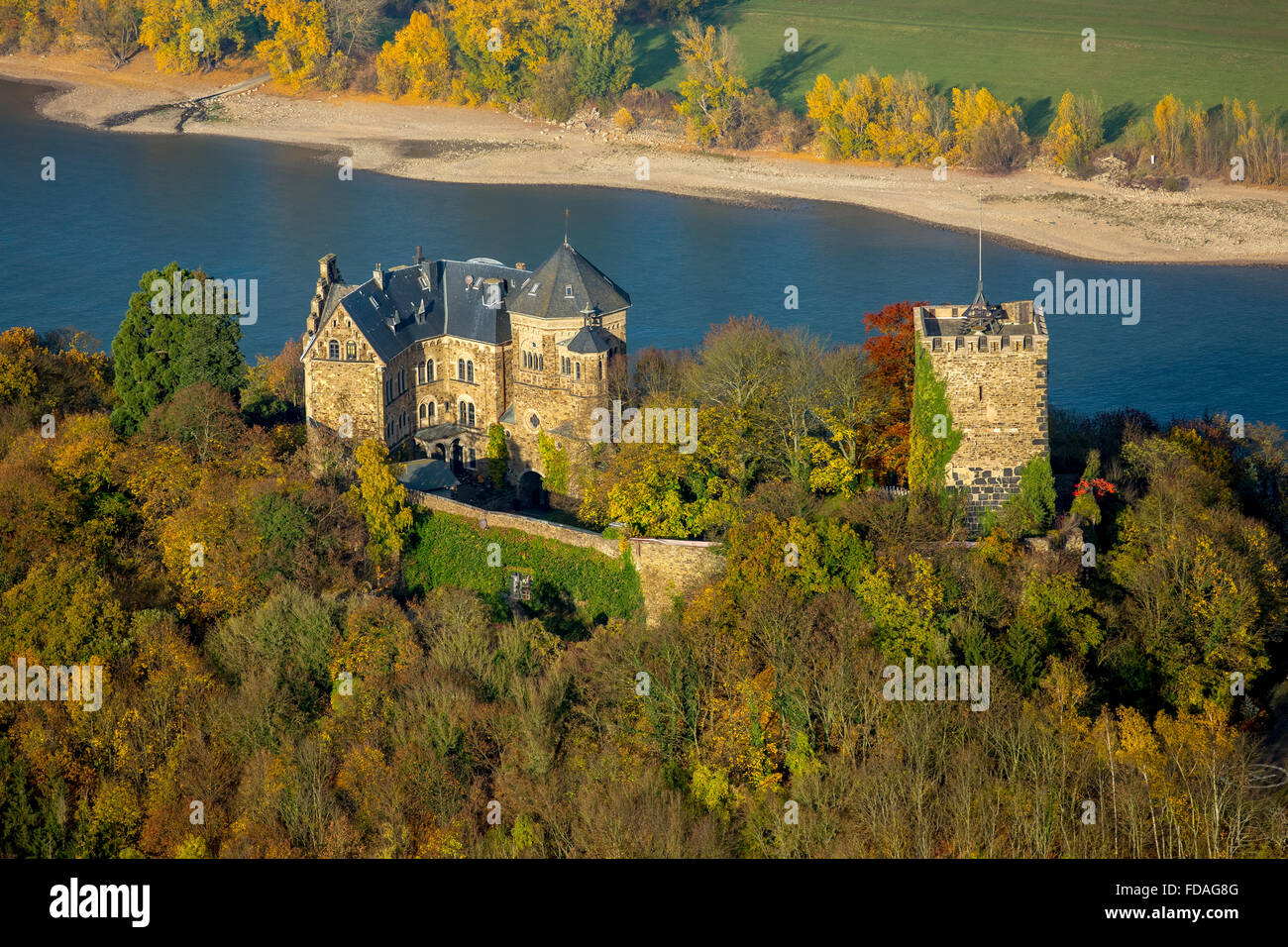 Burg Rheineck im Rheintal, Rhein, Herbst, Bad Breisig, Rheinland-Pfalz ...