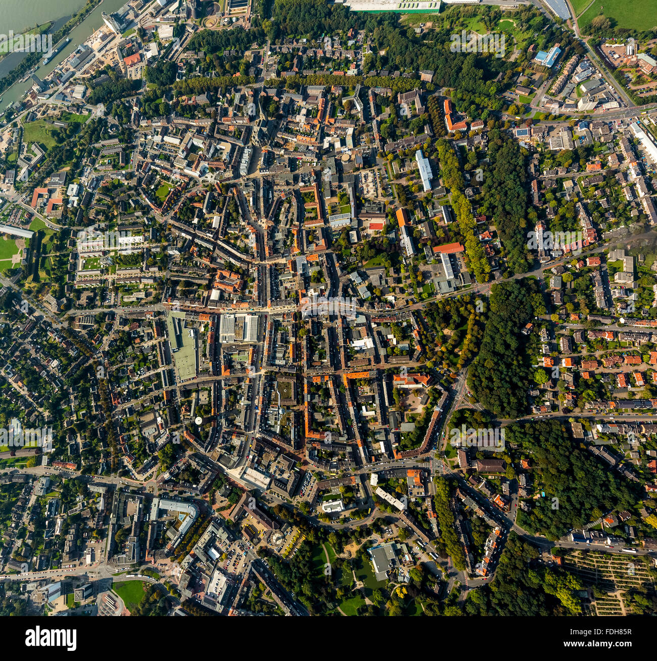 Luftaufnahme, Innenstadt-Plan, Übersichten über Wesel, historischen ...