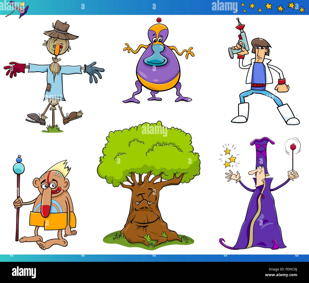 Cartoon Illustrationen von Märchen oder Fantasy-Figuren-Set Stock ...