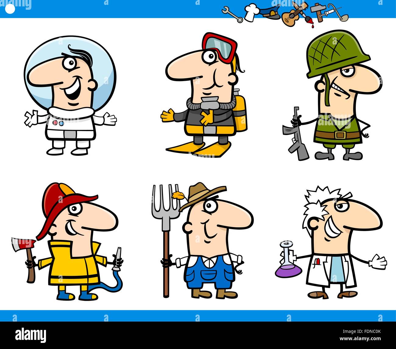 Cartoon-Illustration der professionelle Leute Berufe Figuren Set Stock ...