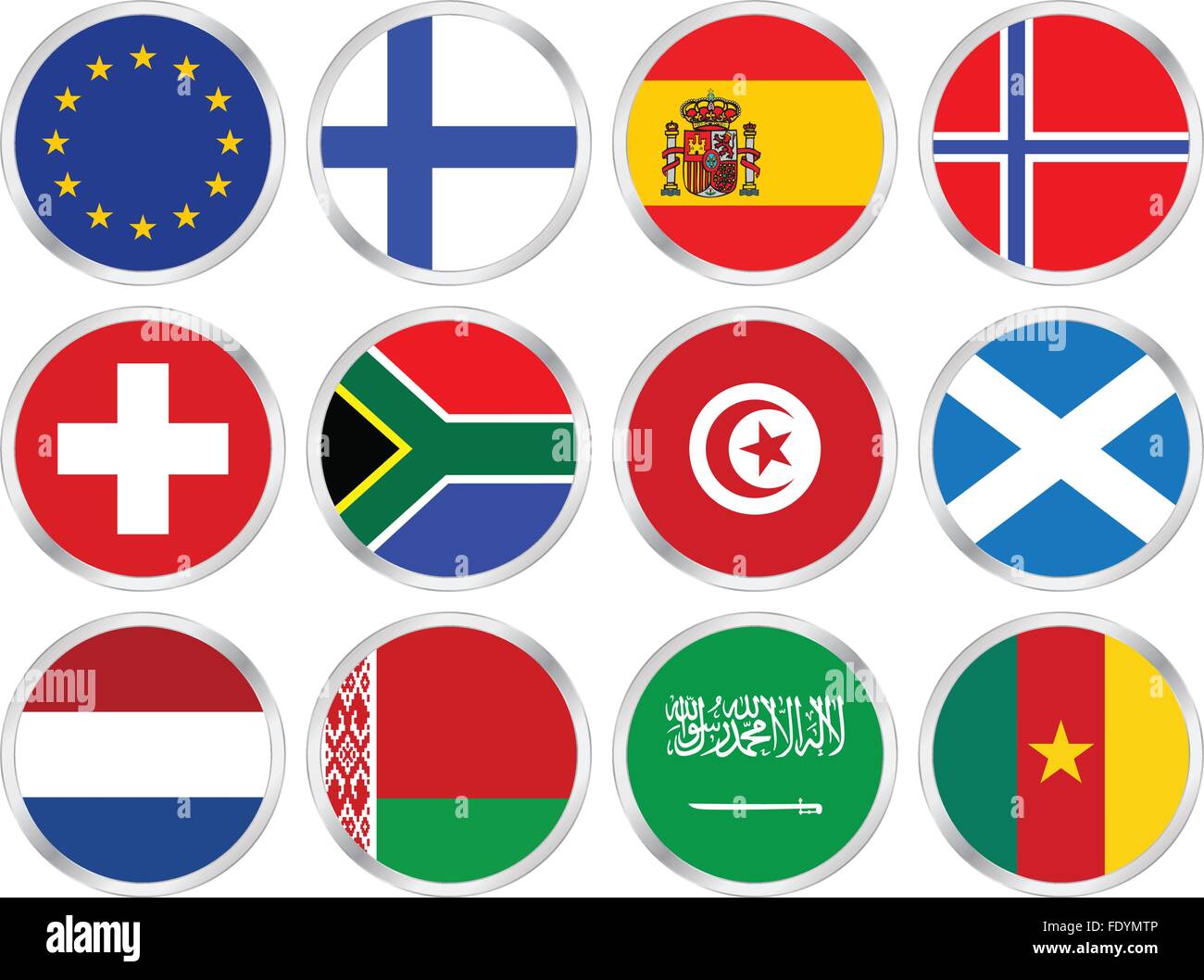 Nationalflaggen Kreis-Icon-Set. Vektor-Illustration Stock-Vektorgrafik ...