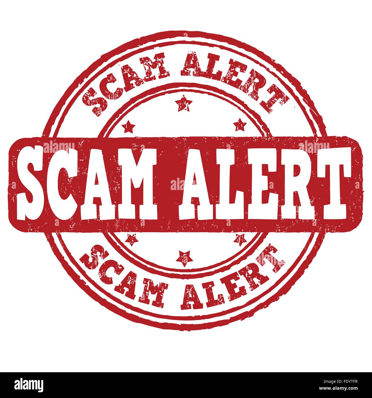 Scam Warnung Grunge Stempel auf weißem Hintergrund, Vektor-illustration ...