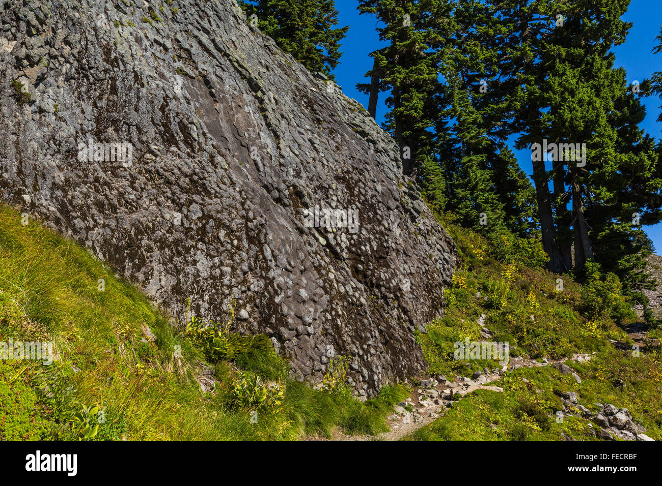 Andesit-Basalt entlang der Kette Lakes Trail in der Nähe von Mount ...