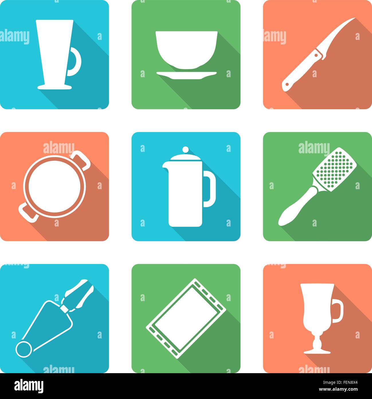 Vektor-weißen Silhouette Falt Design Geschirr Geschirr Besteck Symbole ...