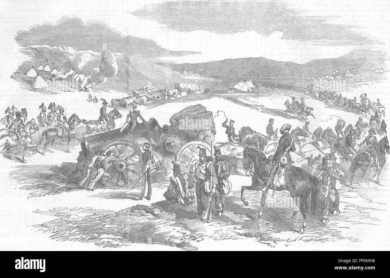 UKRAINE Schlacht von Balaklawa wogenden Waffen 1854. Illustrierte ...