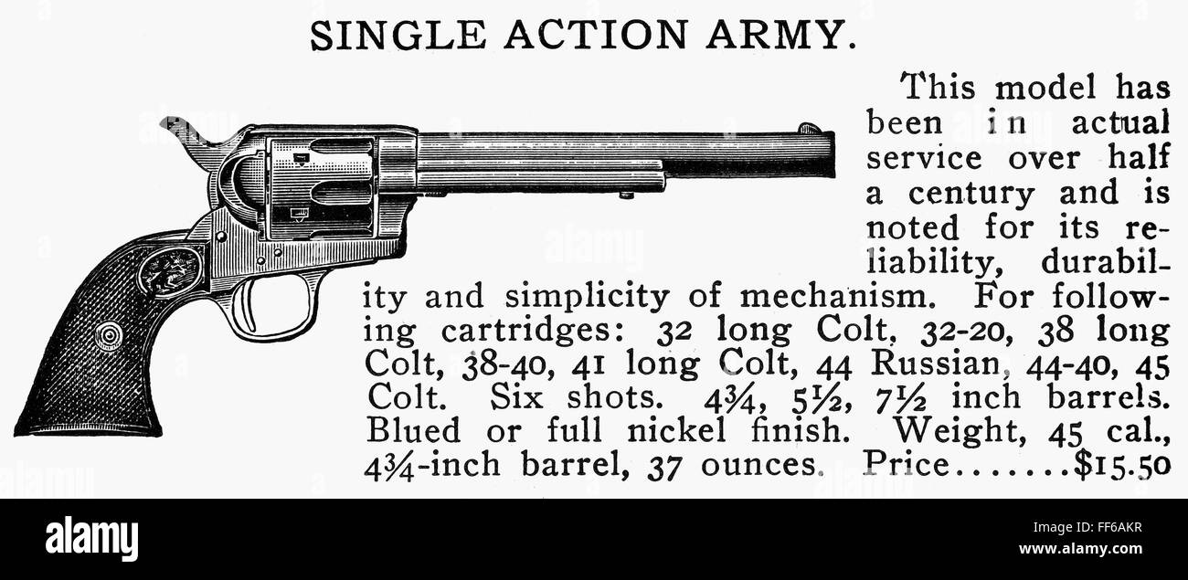 REVOLVER, 19. JAHRHUNDERT. /nSingle Action Army Revolver. Line-Gravur ...