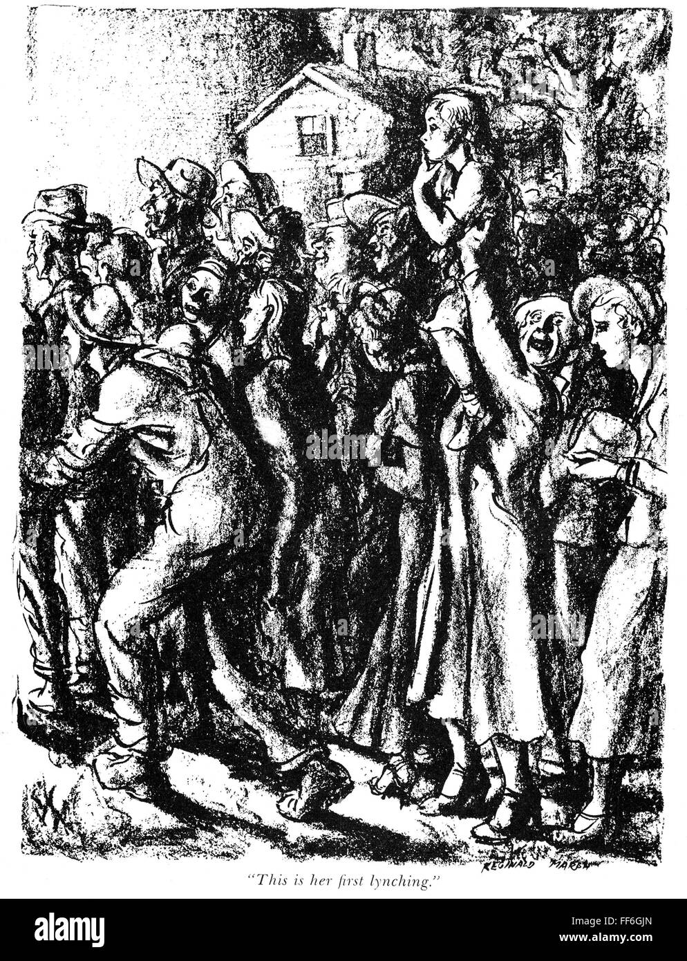 LYNCHEN CARTOON, 1934. / n'This ist ihre erste lynchen. " Cartoon, 1934 ...