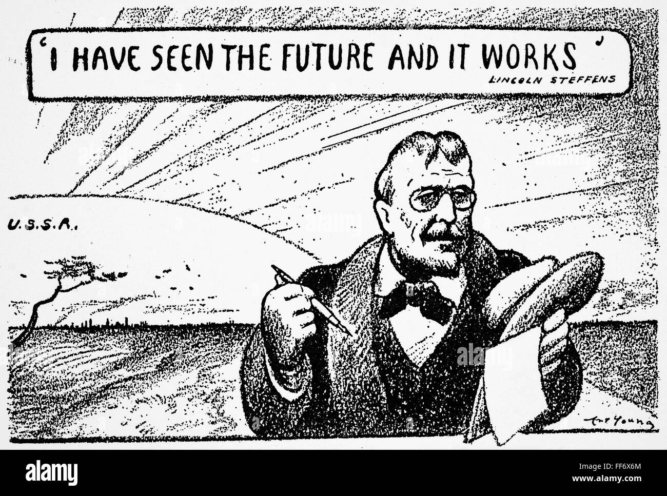 LINCOLN STEFFENS /n(1866-1936). Amreican Journalist. Cartoon von Art ...