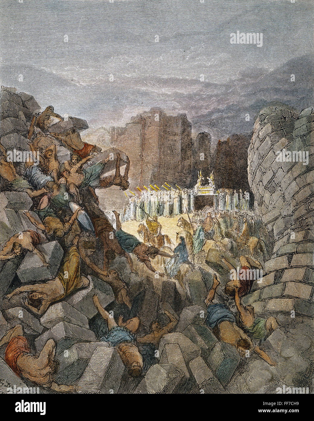 JERICHO. /nThe Mauern von Jericho Falling Down (Joshua 06:20). Farbe ...