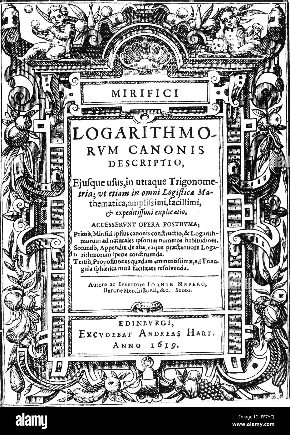 JOHN NAPIER: TITELSEITE. /nThe Titelseite der Erstausgabe von seinem ...