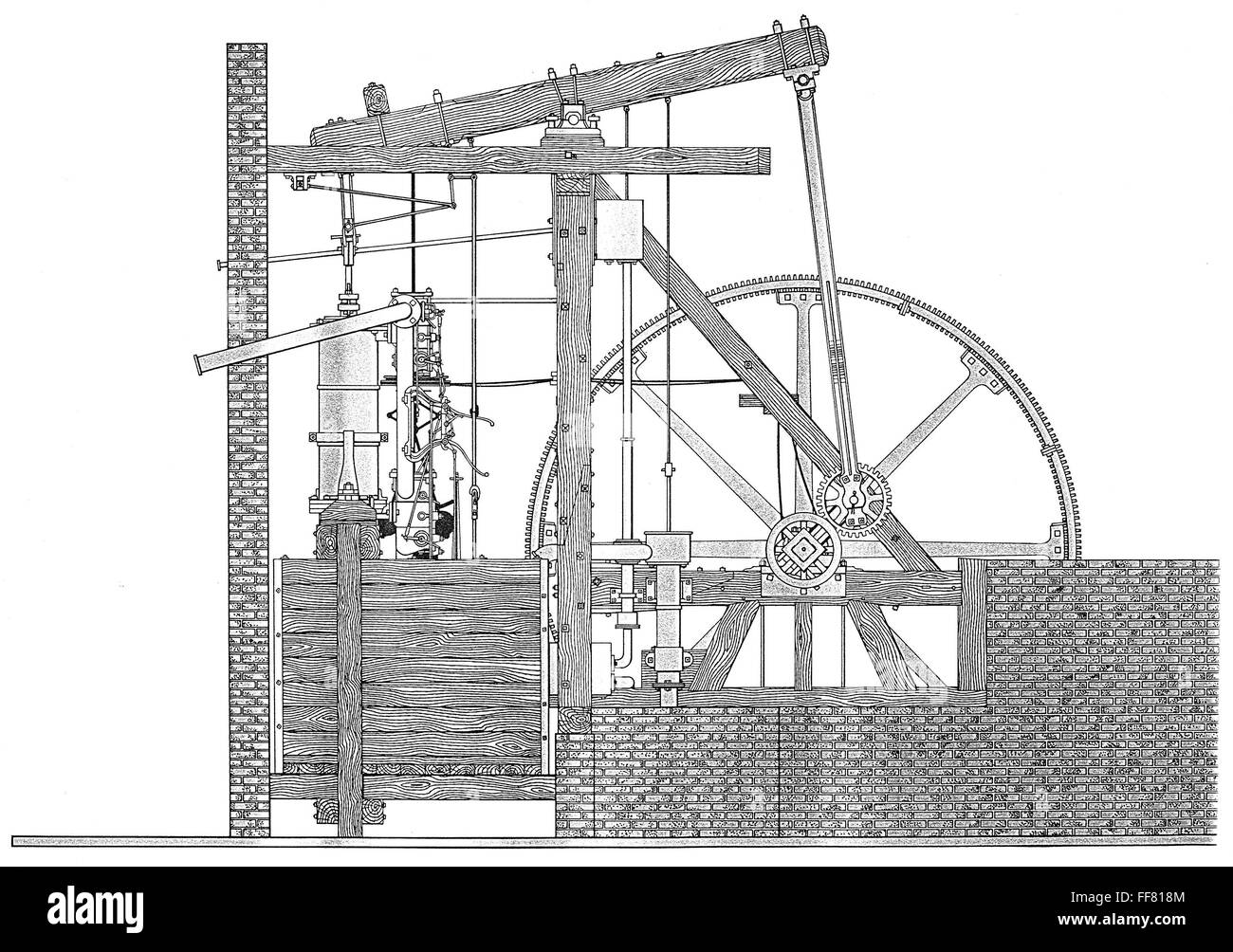 WATTS DAMPFMASCHINE, 1788. /nSchematic Ansicht von James Watt (1736 ...