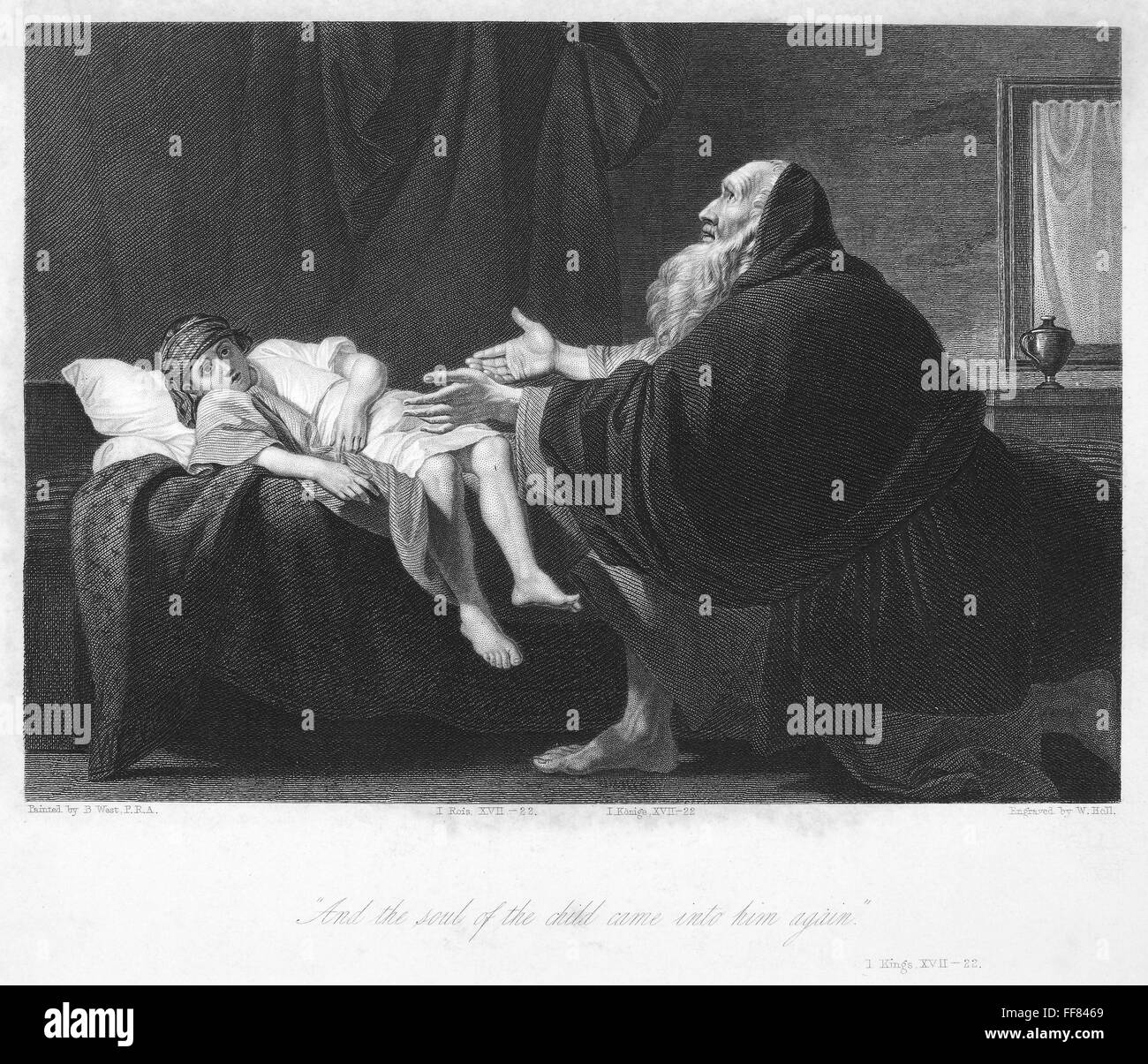 The prophet elijah and the widow of zarephath Schwarzweiß-Stockfotos ...