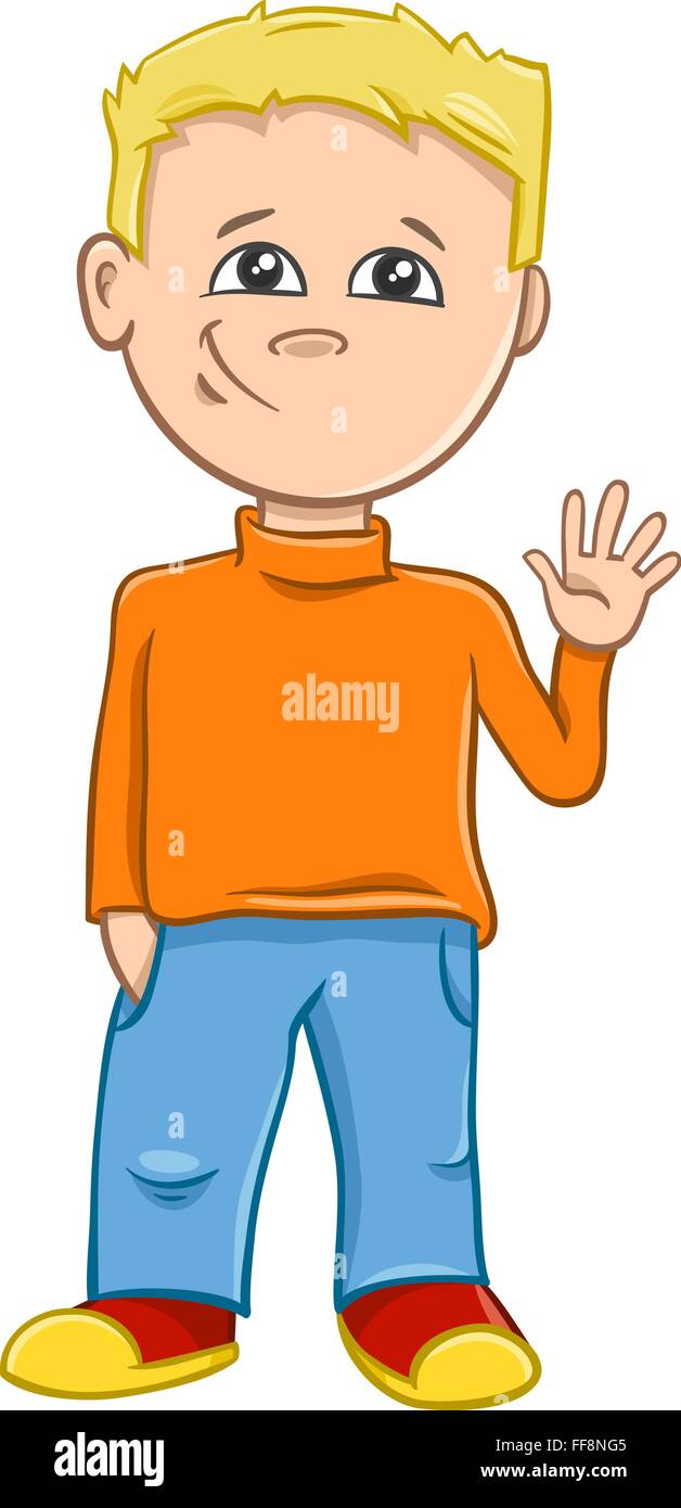 Cartoon-Illustration der Vorschule oder Grundschule Alter junge Stock ...