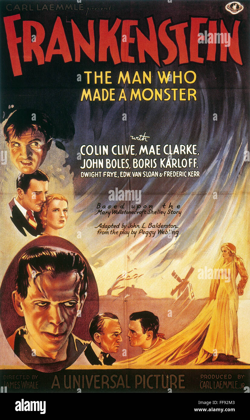 FILM: FRANKENSTEIN, 1931. /nPoster für den 1931 Film, Frankenstein, mit ...