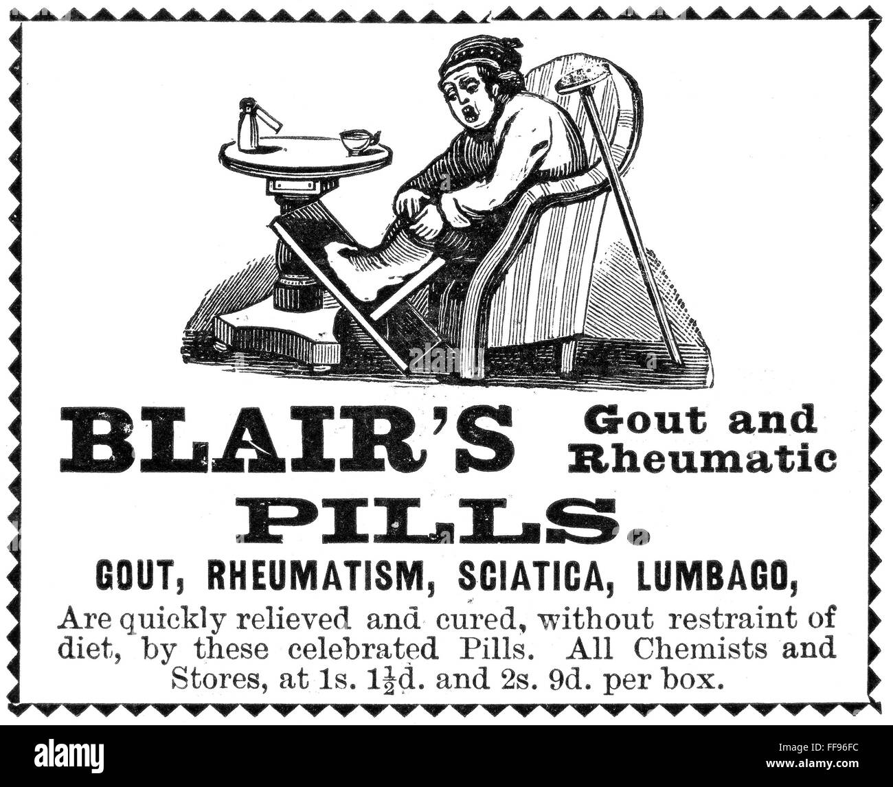 PATENT-MEDIZIN, 1898. /nEnglish Zeitungsanzeige für "Blairs Pillen ...