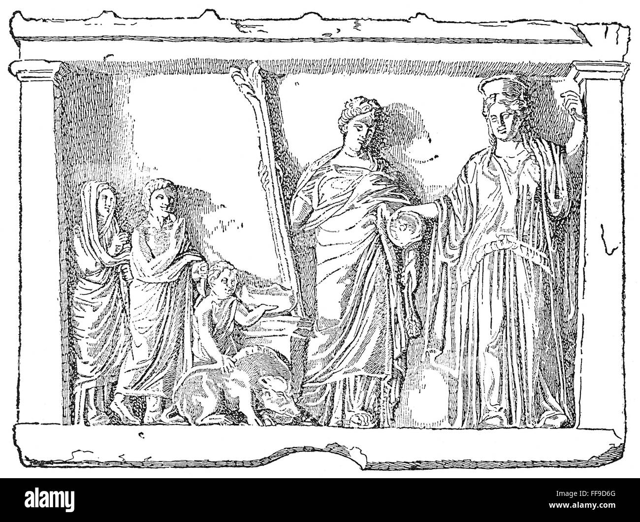 MYTHOLOGIE: PERSEPHONE. /nSacrifice, Demeter und Persephone. Line ...