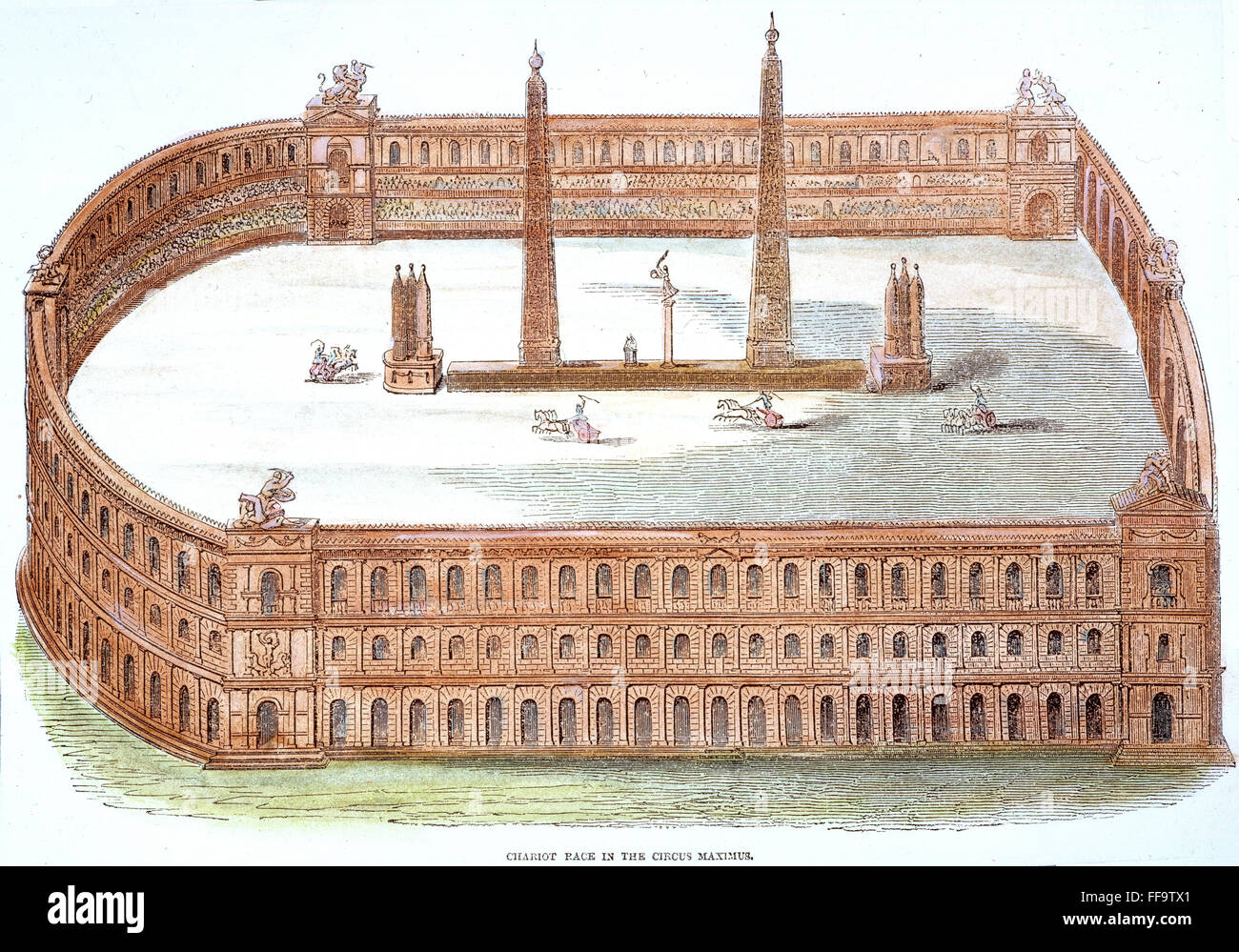 ROM: CIRCUS MAXIMUS. NUM Wagenrennen im Circus Maximus in Rom. Holz ...
