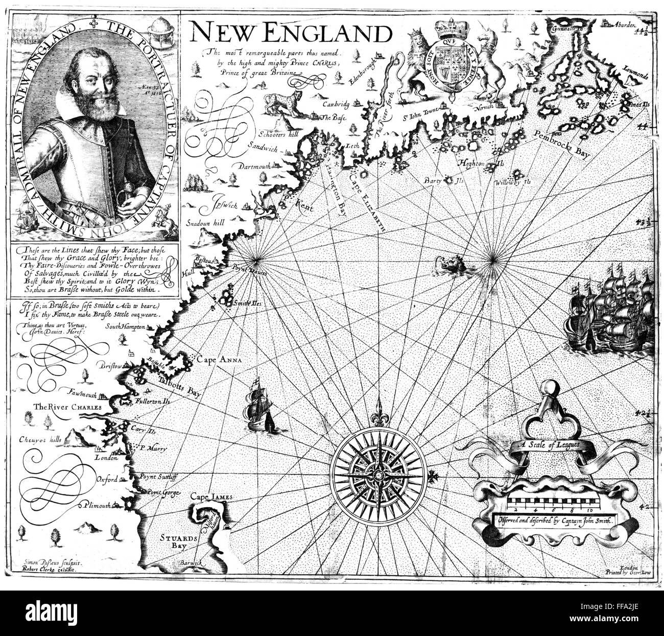 NEU-ENGLAND KARTE, 1616. /nJohn Smiths Karte von Neu-England. Line ...