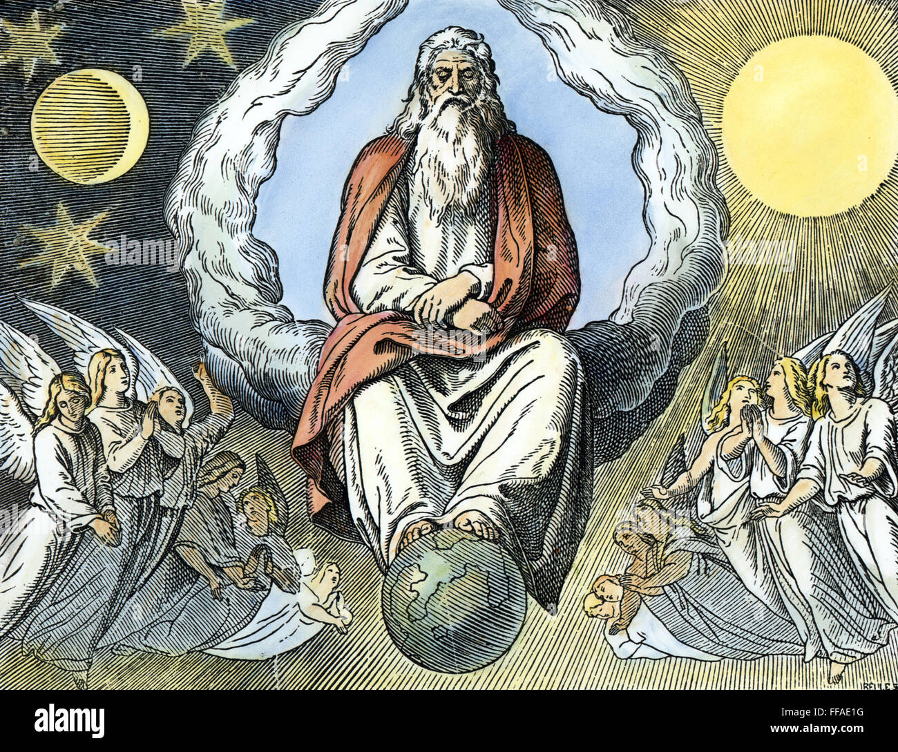 Gott ruht ON 7. Tag. / nGenesis 2:2-3. Holz, Gravur, Deutsch, 19 ...