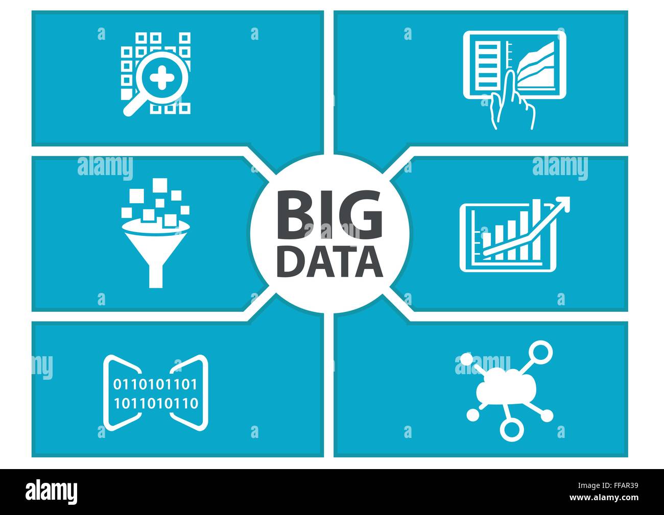 Big-Data-Dashboard-Vektor-Illustration mit Symbolen Stock-Vektorgrafik ...