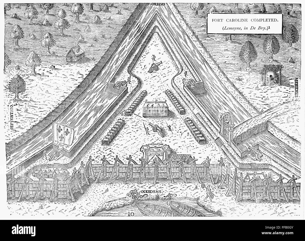 FORT CAROLINE, 1564. /nPlan von Fort Caroline am St. Johns River, von ...