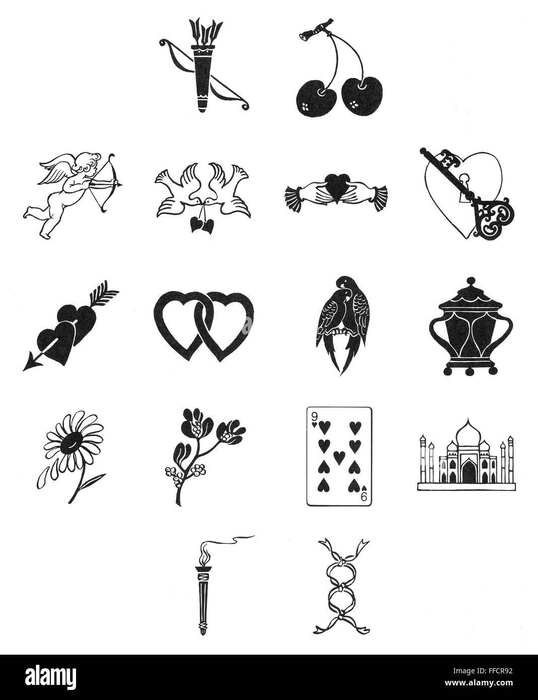 SYMBOLE: LIEBE. /nVarious Symbole der Liebe Stockfotografie - Alamy