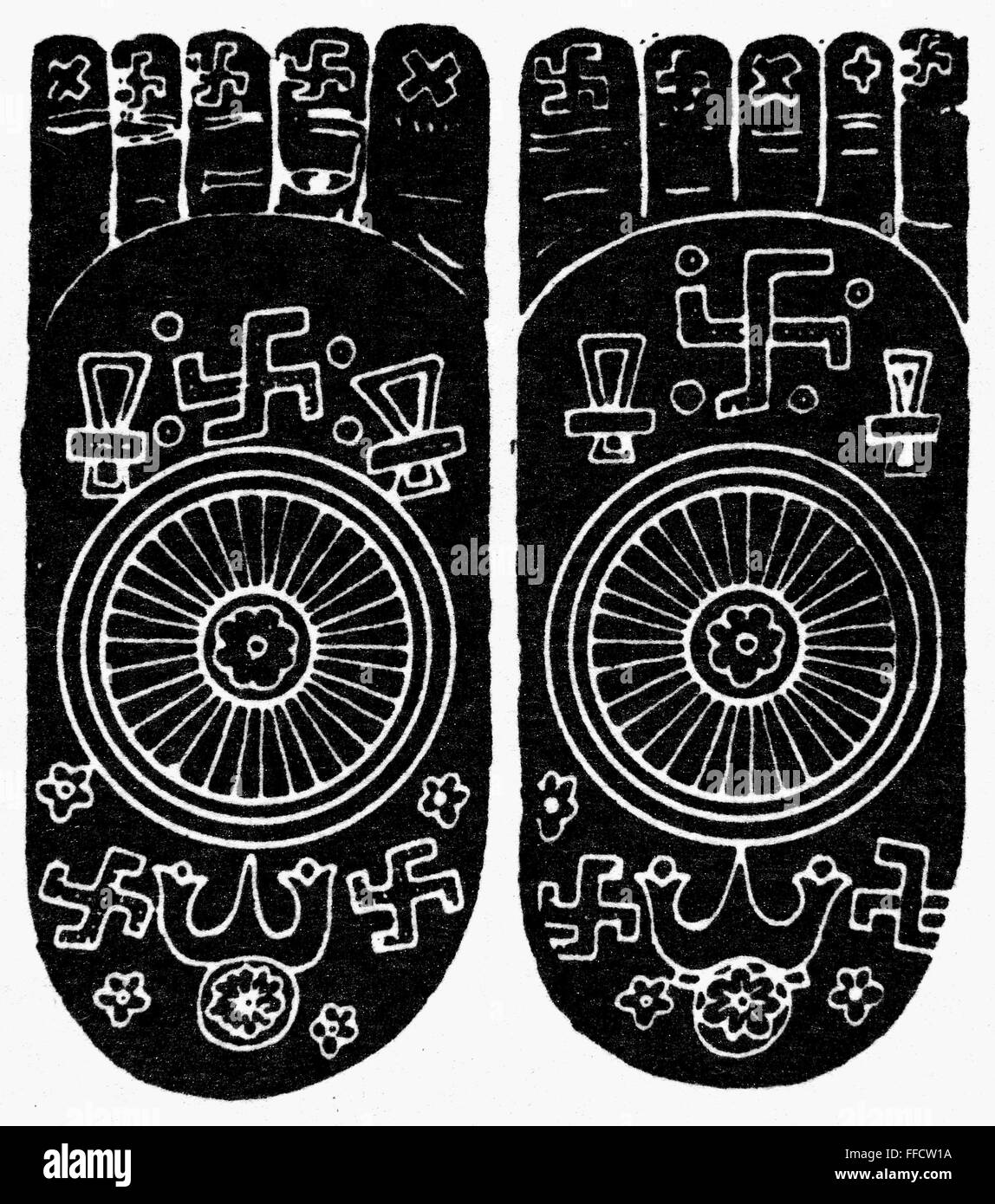 BUDDHA FUßABDRÜCKE. /nFootprints des Buddha oder Buddhapada, eine ...