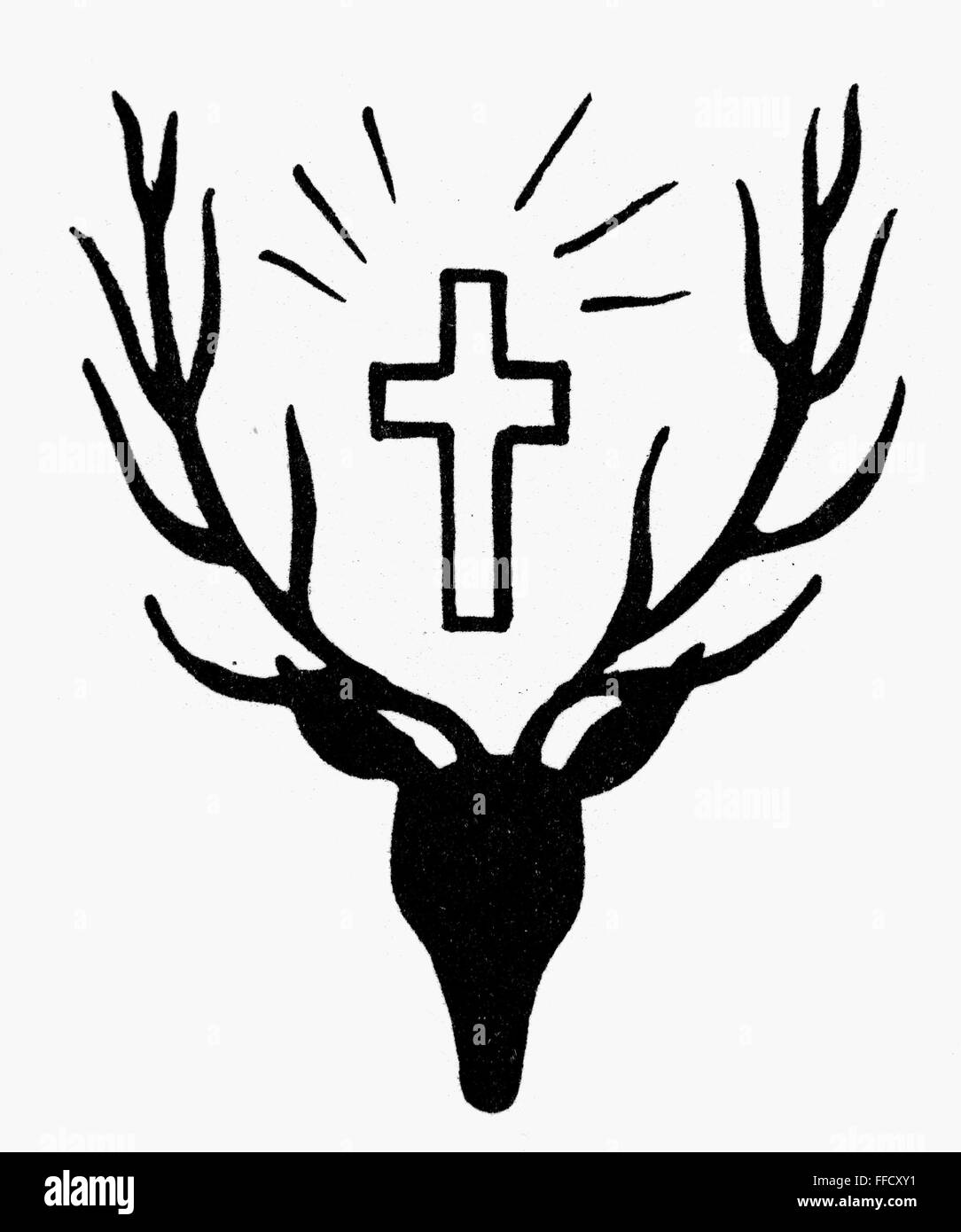 SAINT HUBERT HIRSCH. /nSymbol des Heiligen Hubertus, dem Schutzpatron ...