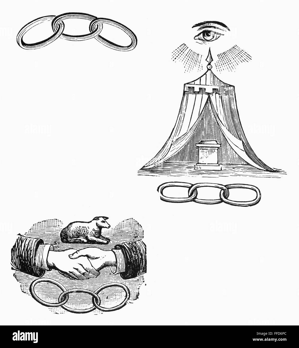 SYMBOLE: FREIMAUREREI. /nVarious Symbole der Freimaurerei. Line ...