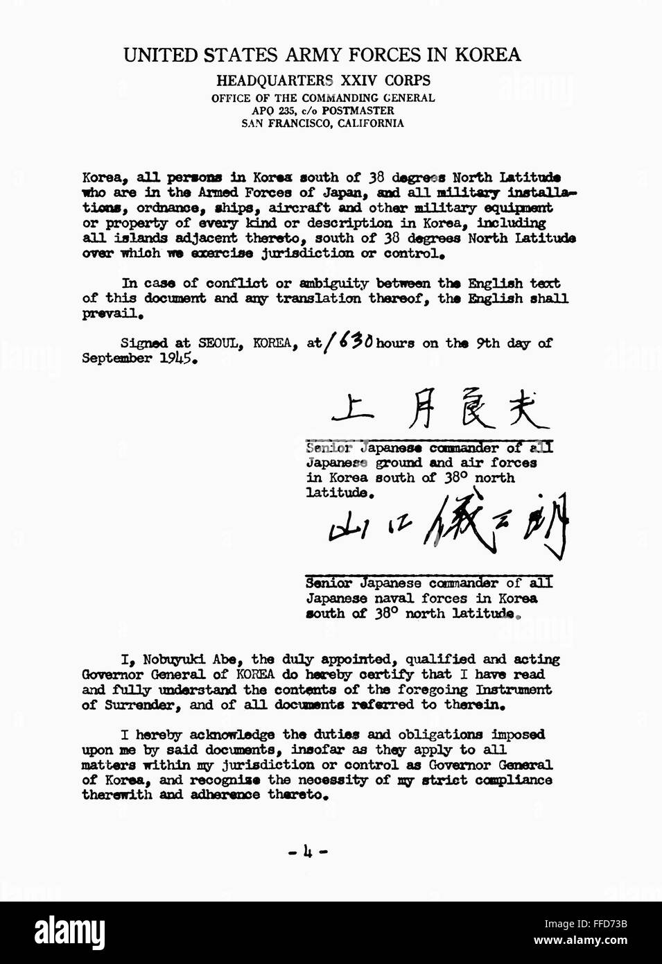Japanese surrender 1945 -Fotos und -Bildmaterial in hoher Auflösung – Alamy