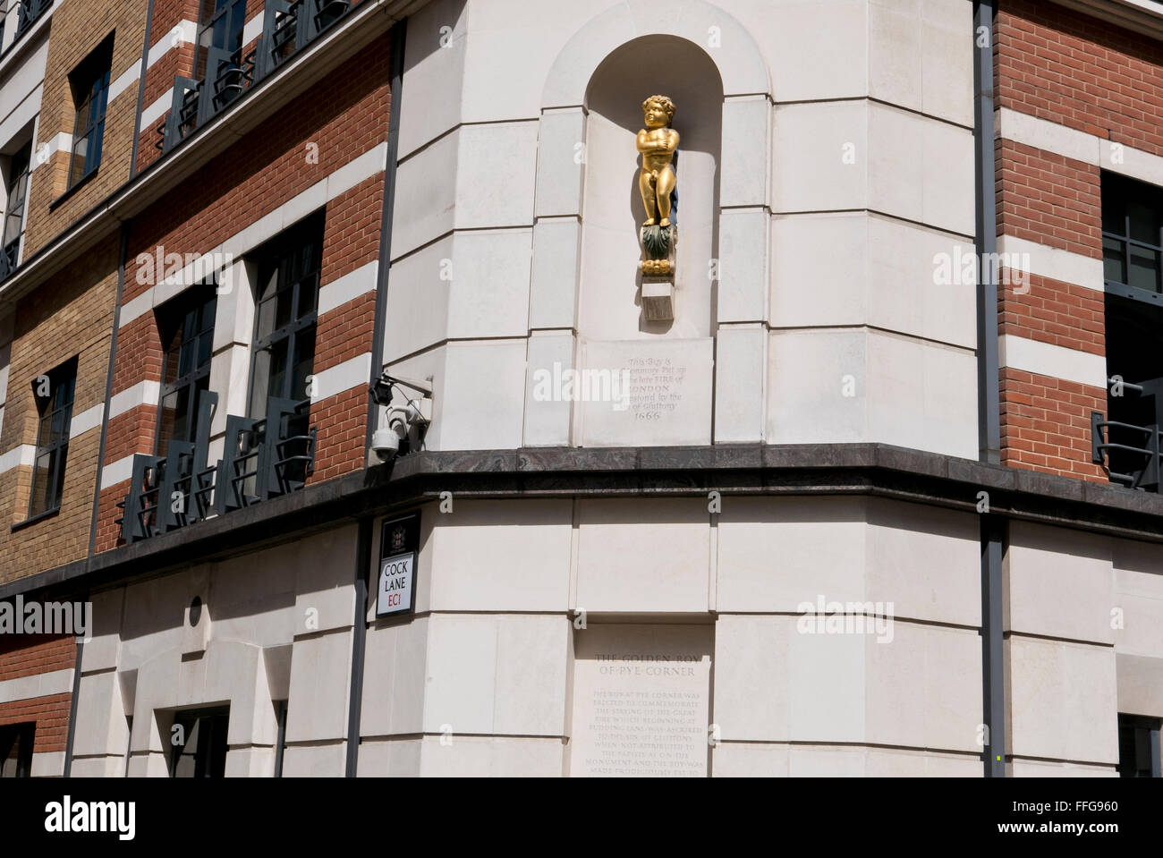 Golden Boy der Pye Ecke ist ein Denkmal, das die Stelle markiert, dem ...