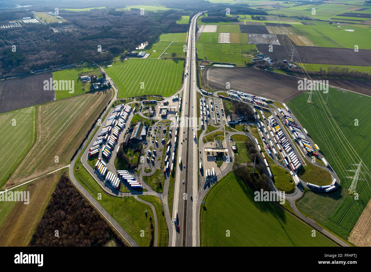 Luftbild, Rasthaus, Autobahn A4, Aachener Land Süd, Aachener Land Nord ...
