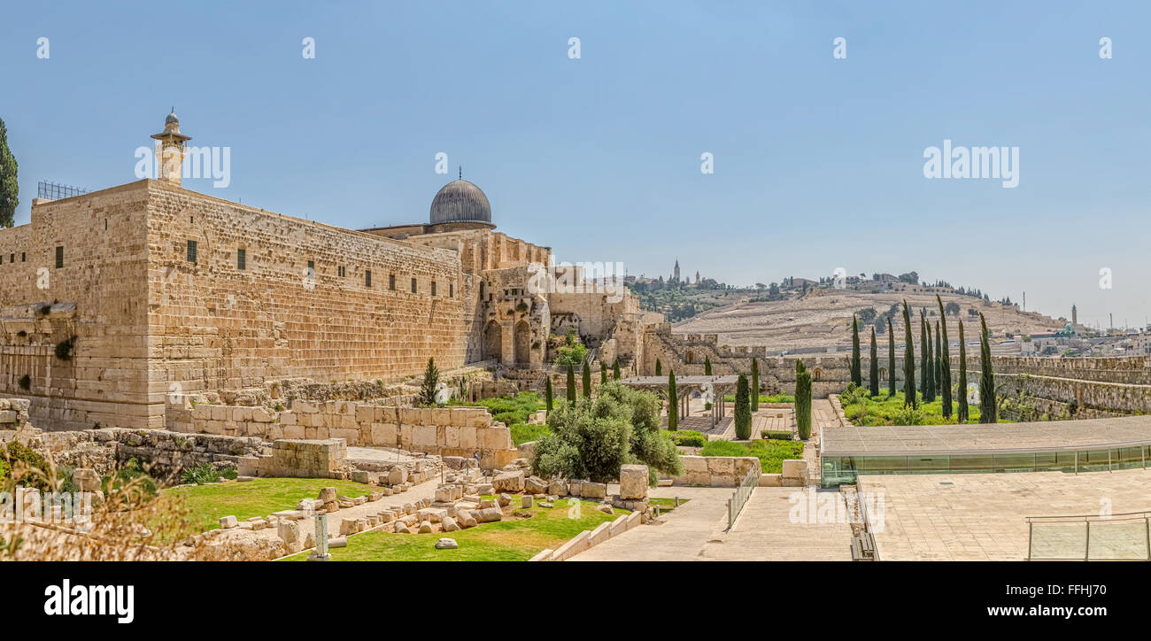 Salomos Tempel und Al-Aqsa Moschee Minarett Jerusalem Stockfotografie ...